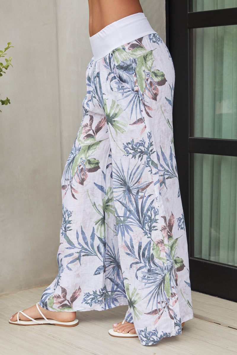 The Palm Leaf Print Linen Pant – orianalifestyle.com